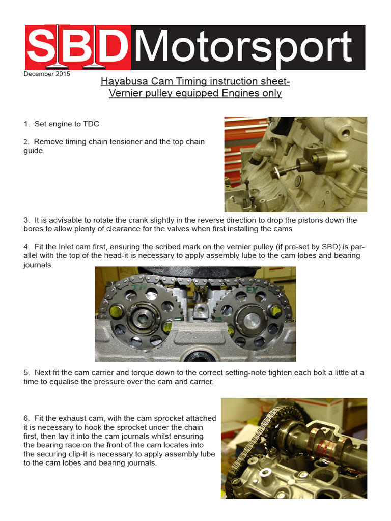 Hayabusa Camshaft Timing Guide | PDF | Propulsion | Rotating Machines