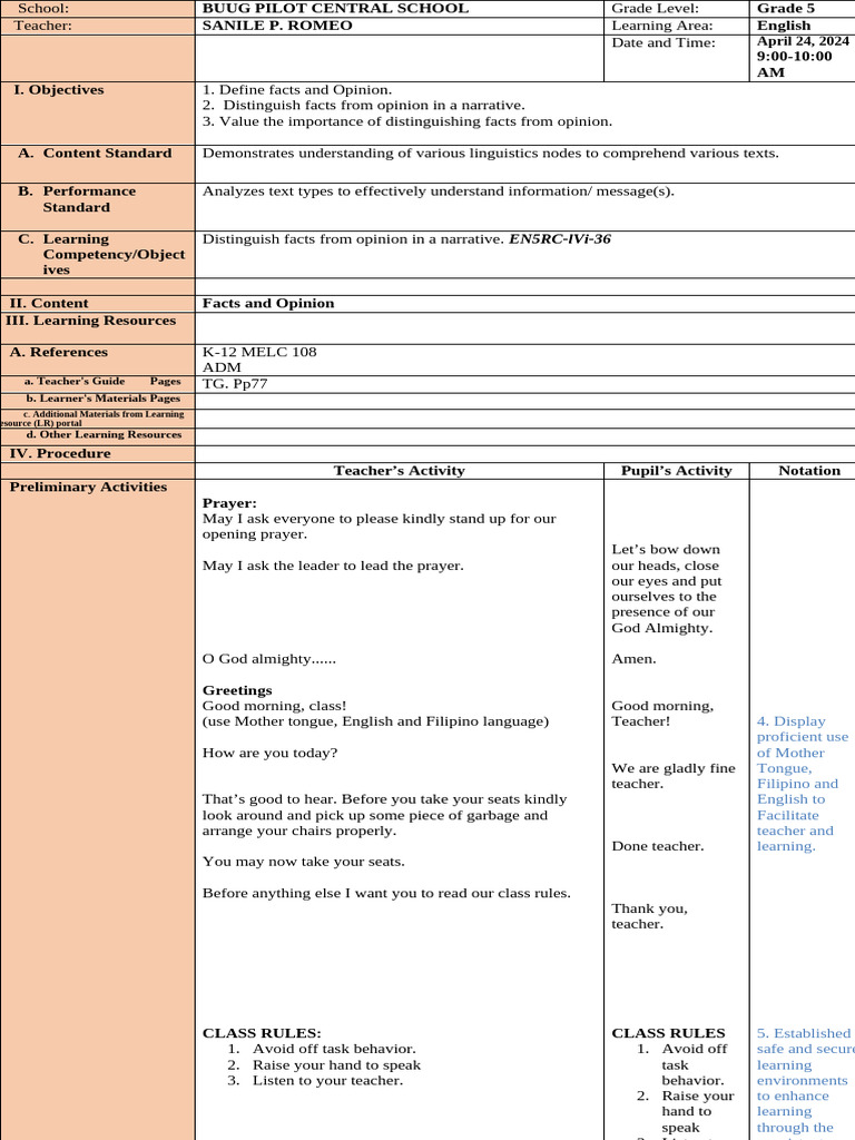 Lesson Plan 2 BEEd | PDF | Learning | Teachers