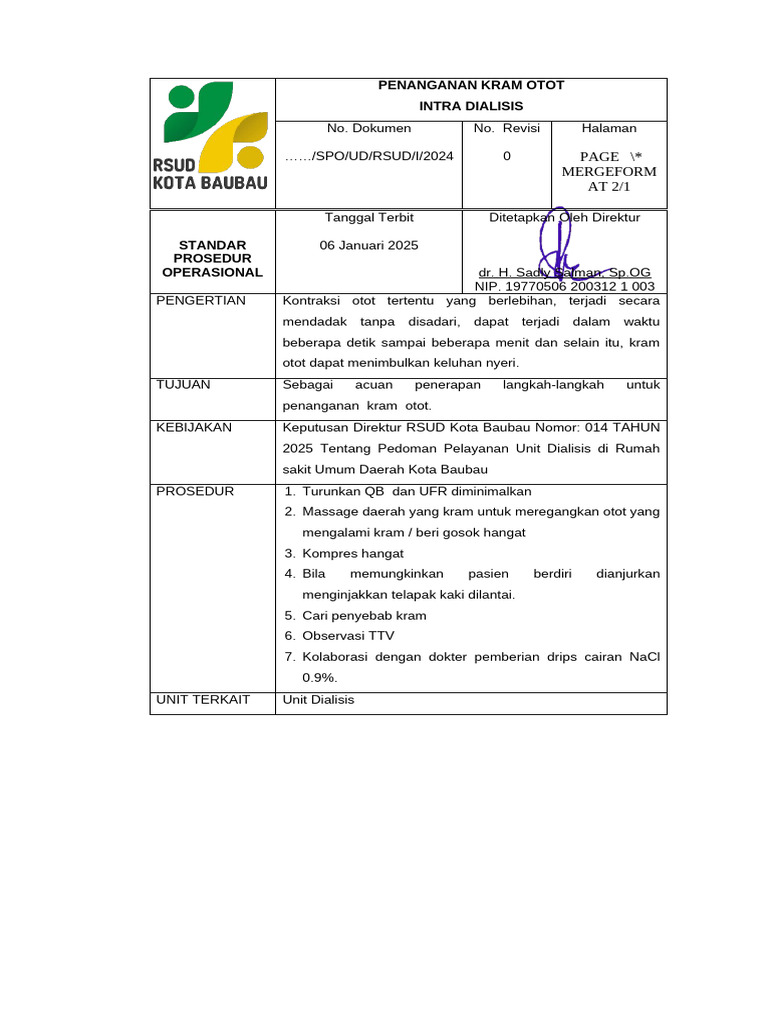 9h SPO PENANGANAN KRAM OTOT INTRA DIALISIS | PDF