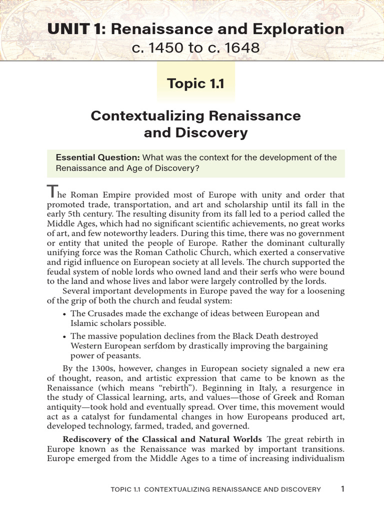Renaissance and Discovery Context Explained | PDF | Renaissance | Printing