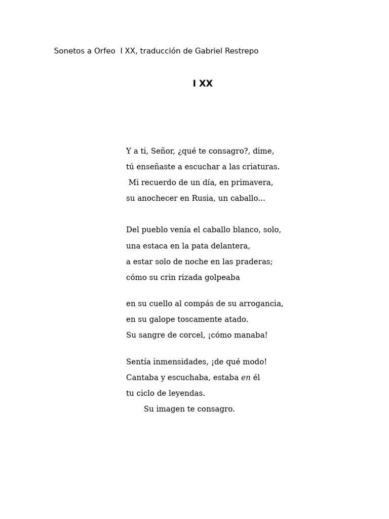 Sonetos A Orfeo I XX | PDF