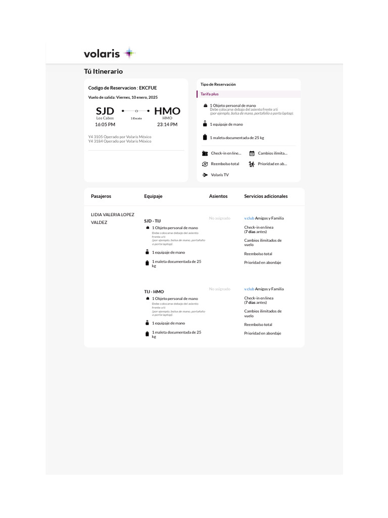 ETKT OSLO LIDIA VALERIA LOPEZ VALDEZ 10 ENERO LOS CABOS HERMOSILLO VOLARIS EKCFUE | PDF ...