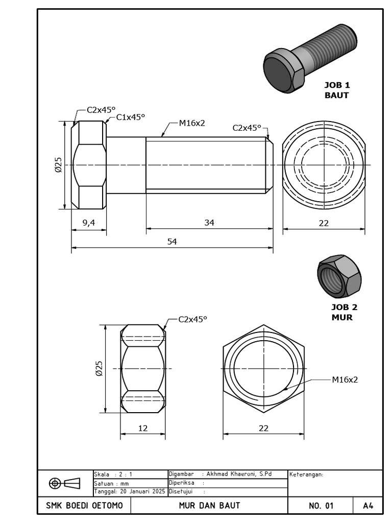 Drawing Mur Baut Kelas XI | PDF