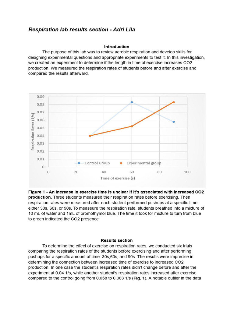Respiration Lab Results Section - Adri Lila | PDF