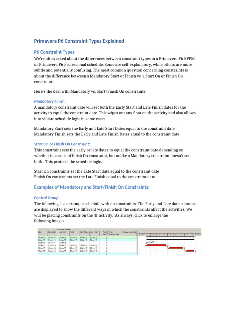 111.primavera P6 Constraint Types Explained | PDF