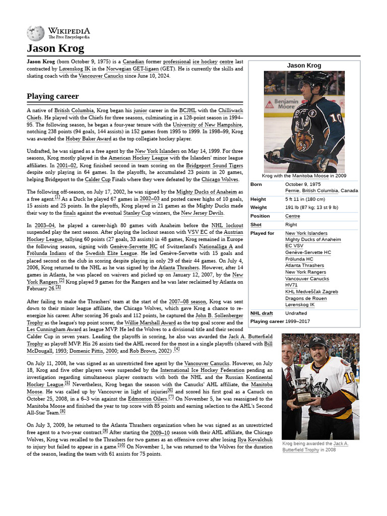 Jason_Krog | PDF | National Hockey League | Ice Hockey