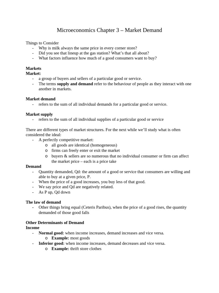 Chapter 3 - Market Demand | PDF | Demand | Supply (Economics)