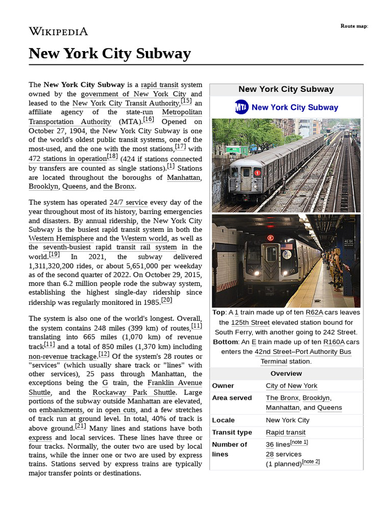 New_York_City_Subway | PDF | Public Transport | Transport