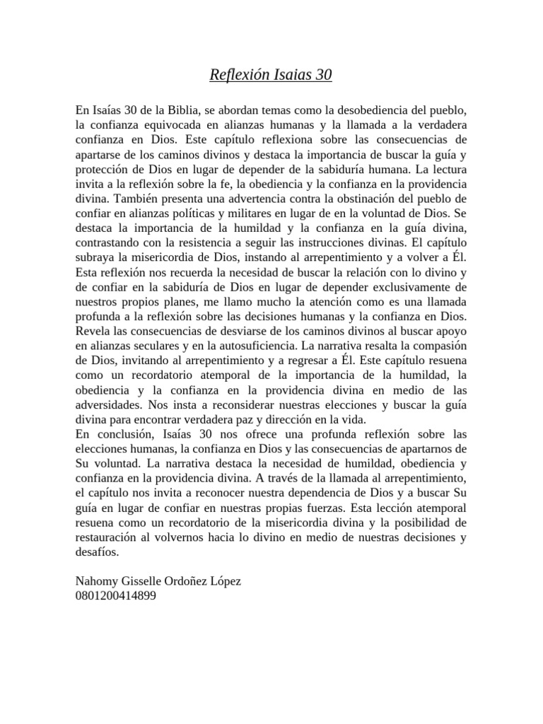 Reflexión Isaias 30 | PDF