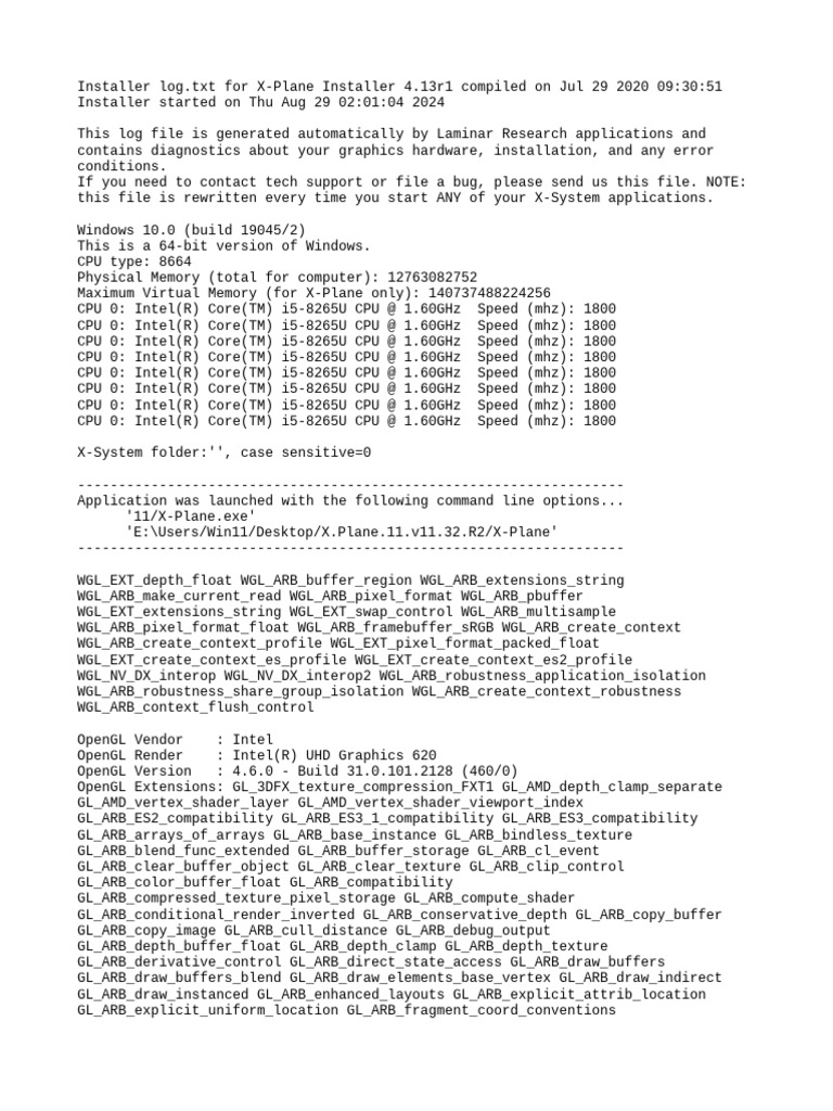 X-Plane Installer Log | PDF | Installation (Computer Programs) | Computer File