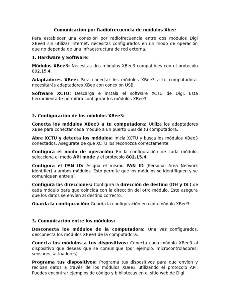 Configuración de Módulos XBee3 en RF | PDF