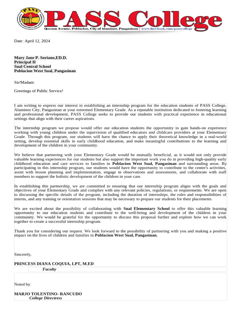 Endorsement Letter | PDF | Learning | Behavior Modification