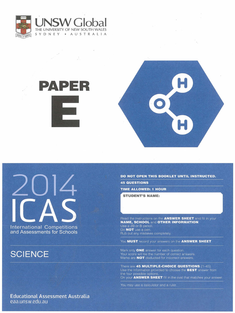 Year 7 ICAS Science Comp 2014 PDF | PDF | Symbiosis | Ph