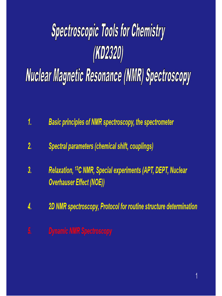 5 - Dynamic NMR Spectros | PDF | Nuclear Magnetic Resonance Spectroscopy | Nuclear Magnetic ...