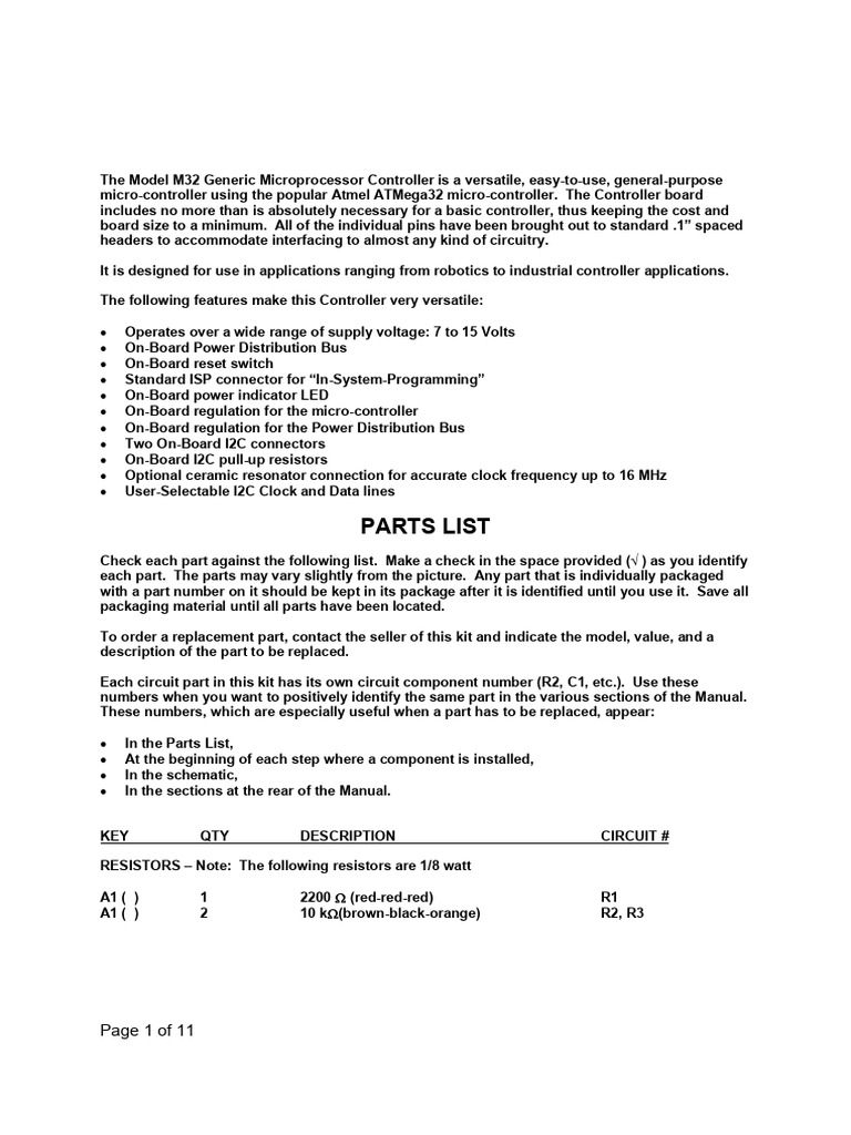 M32 Microprocessor Controller Overview | PDF | Microcontroller | Capacitor