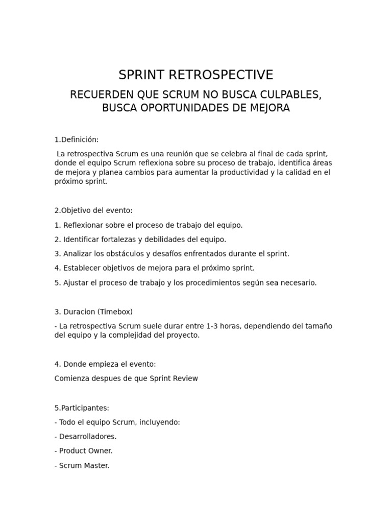 Guía para la Retrospectiva Scrum | PDF