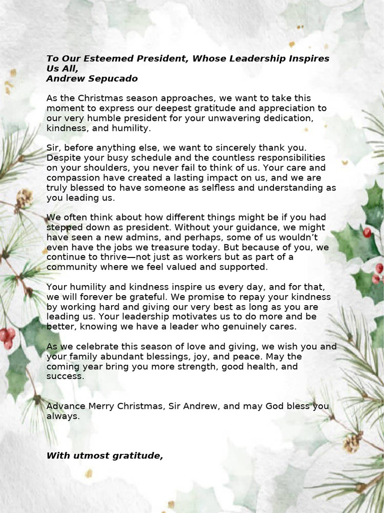 A Heartfelt Message of Gratitude and Holiday Wishes | PDF