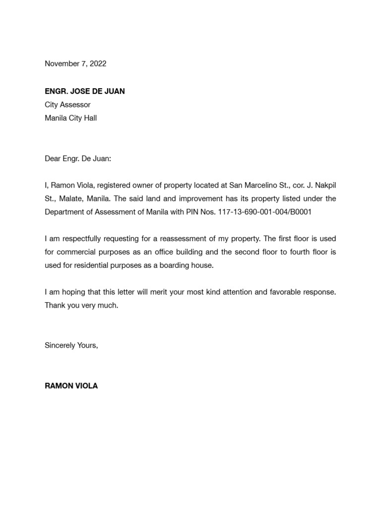 Property Reassessment Request | PDF