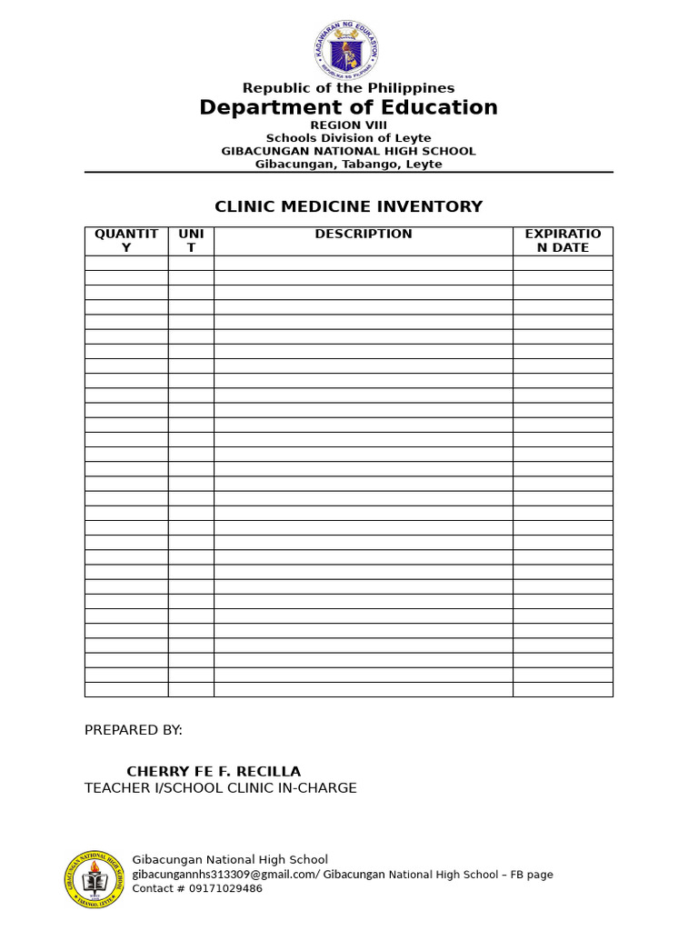 Clinic Medicine Inventory | PDF