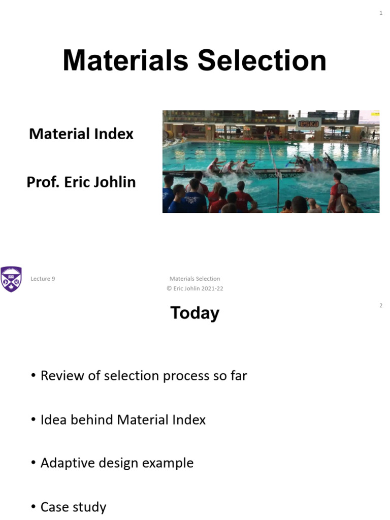 Materials Selection - Lecture 09 | PDF | Materials | Physical Sciences