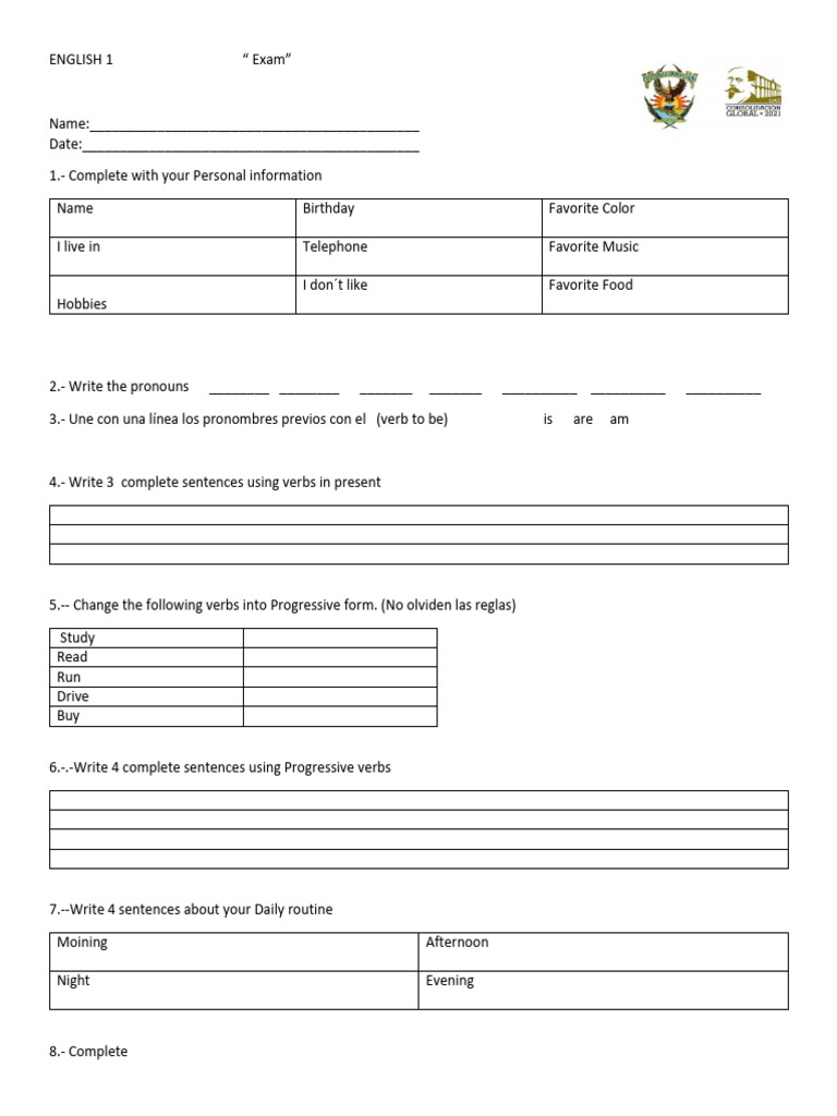 English 1 Exam - November 2024 | PDF