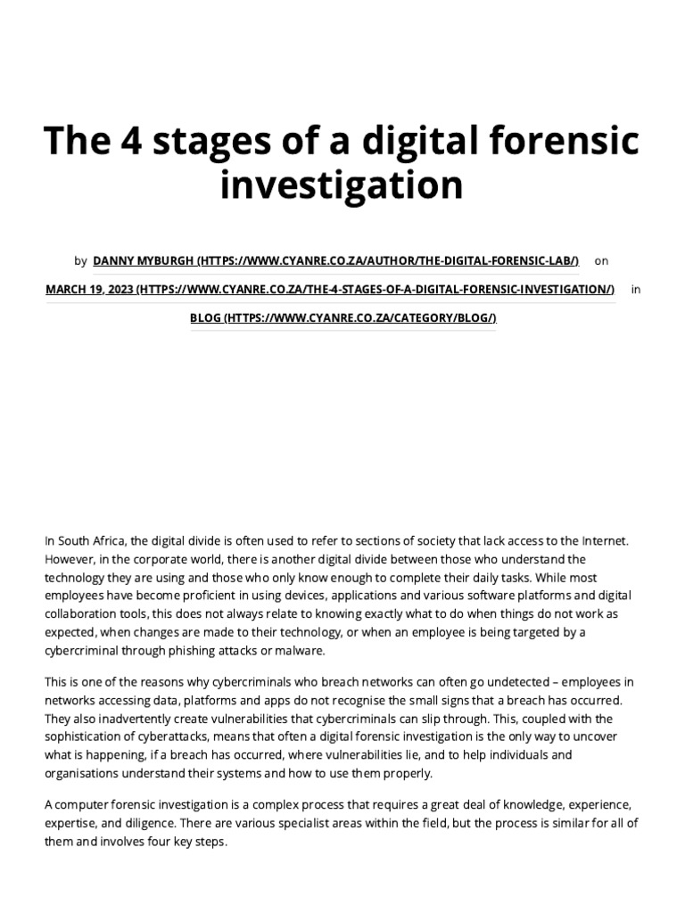 (Reading) The 4 Stages of A Digital Forensic Investigation | PDF ...