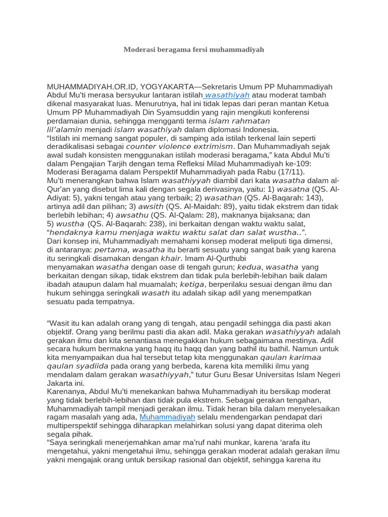 Contoh Text Pidato Najwa Moderasi Beragama | PDF