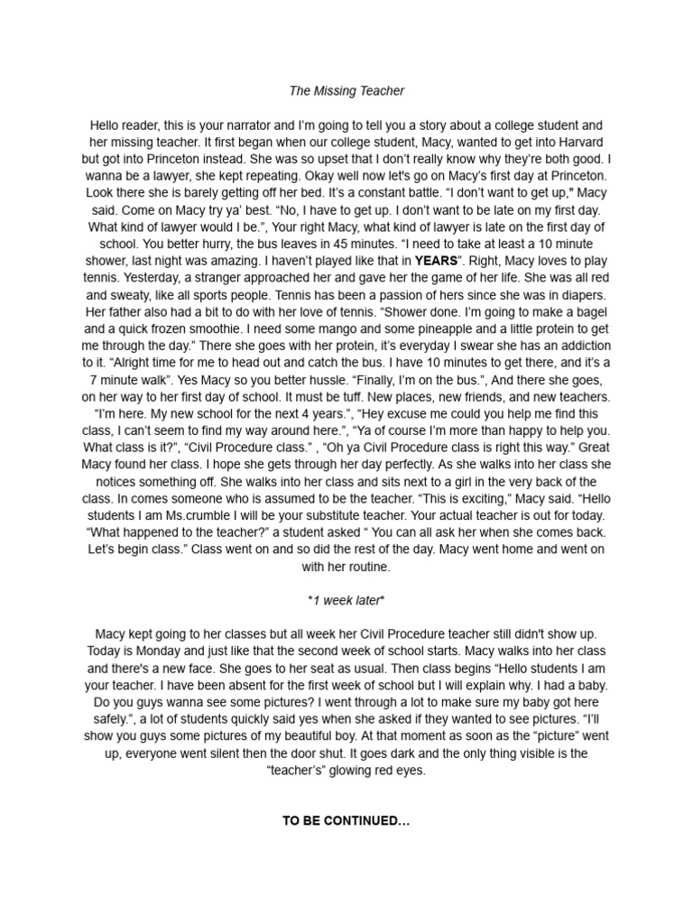 The Missing Teacher | PDF