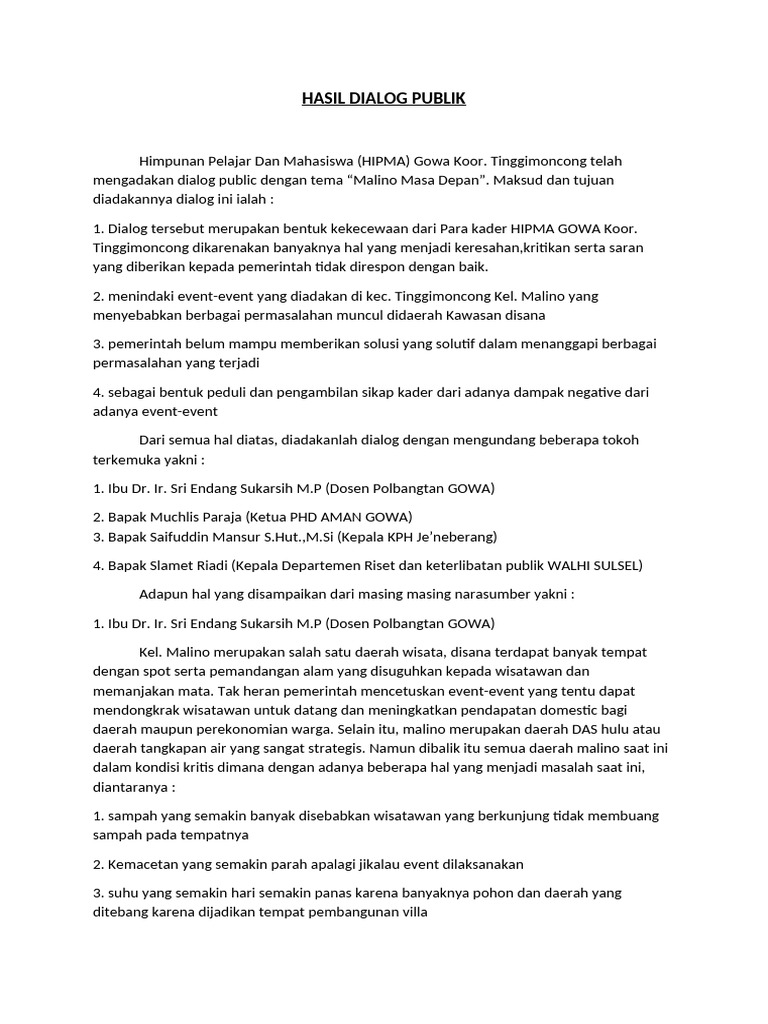 HASIL DIALOG PUBLIK | PDF
