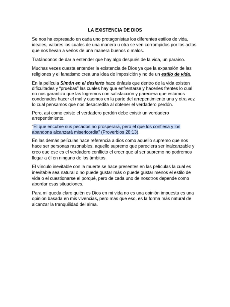 LA EXISTENCIA DE DIOS | PDF