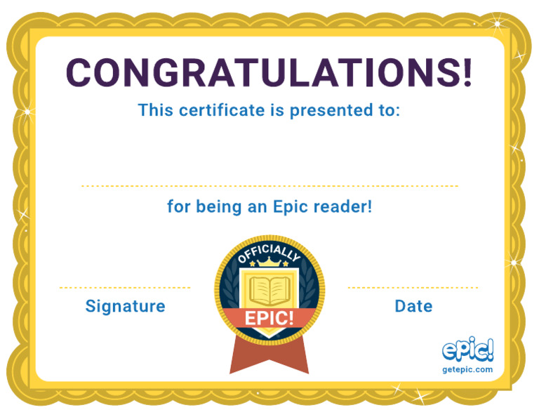 Epic Reader Certificate | PDF