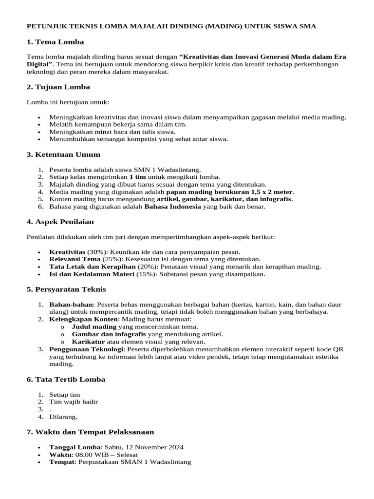 Petunjuk Teknis Mading | PDF