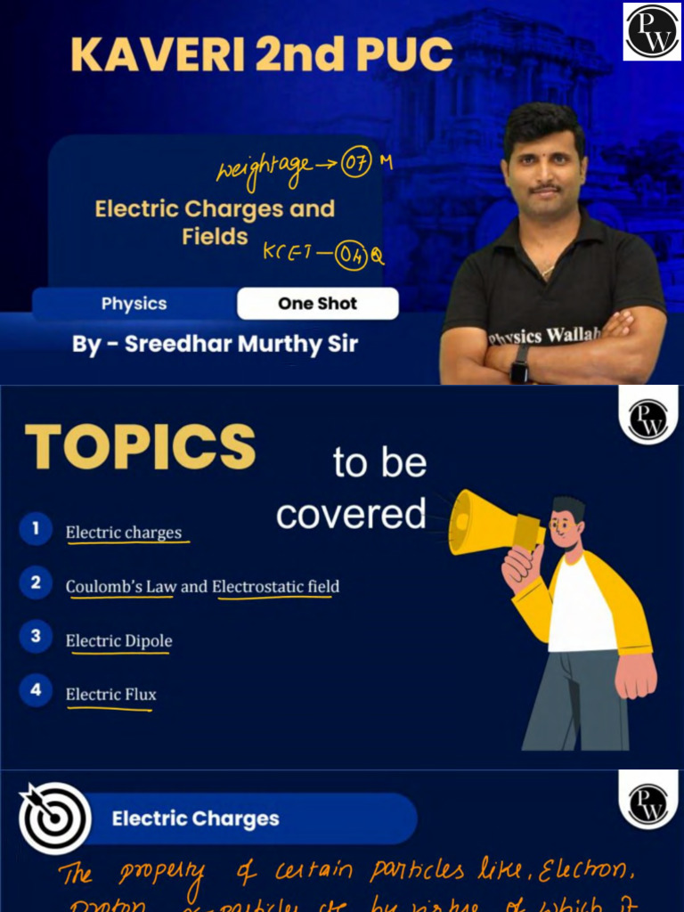 Electric Charges and Fields - Class Notes - Kaveri 2nd PUC | PDF