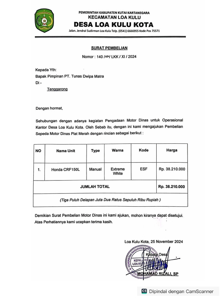 Surat Pembelian LKK | PDF