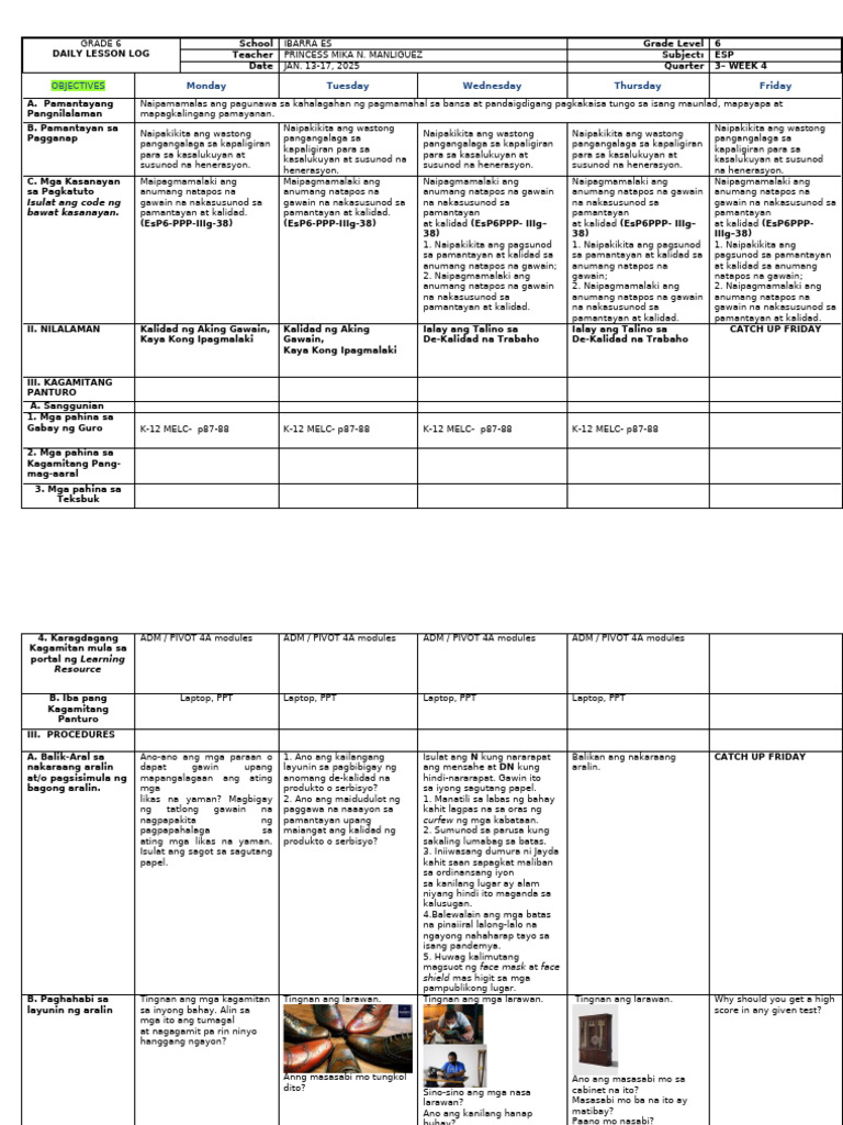 Esp6 Week 4-Q3 | PDF