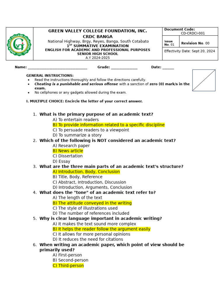 EAPP-EXAM-FINAL | PDF | Evidence | Argument EAPP-EXAM-FINAL | PDF | Evidence | Argument