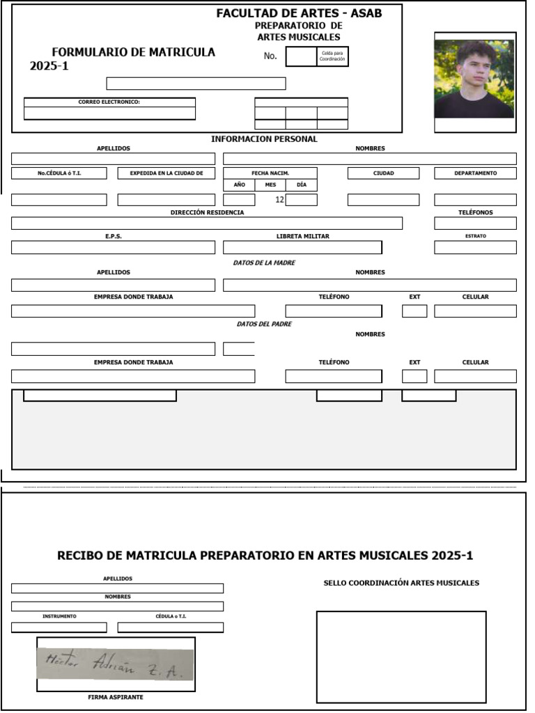 FORMULARIO DE MATRICULA PREPARATORIO 2024-1 (2) 2 | PDF | Instrumentos ...