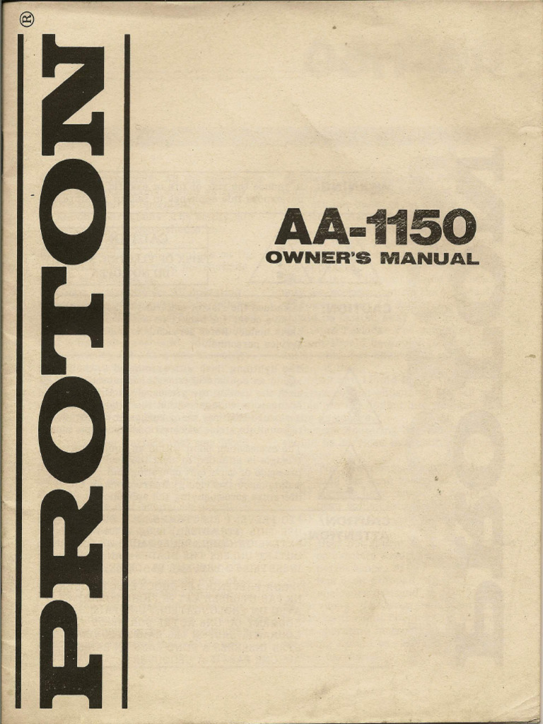 Proton AA-1150 Owners Manual | PDF