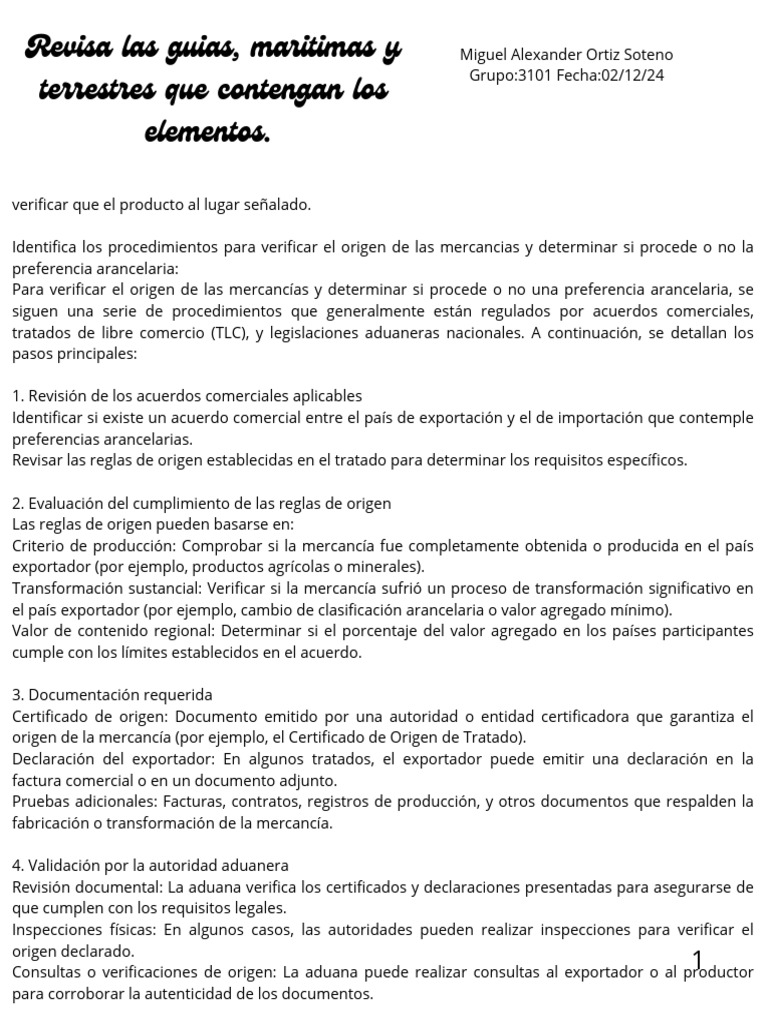 Revisa Las Guias, Maritimas y Terrestres Que Contengan Los Elementos ...