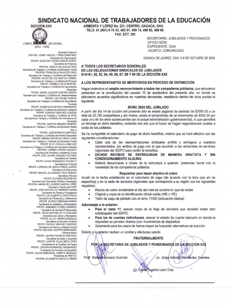 Comunicado Bono | PDF