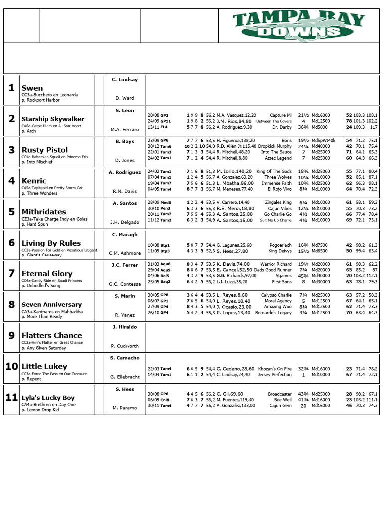 Tampa Bay Downs | PDF | Horse Racing | American Racehorses