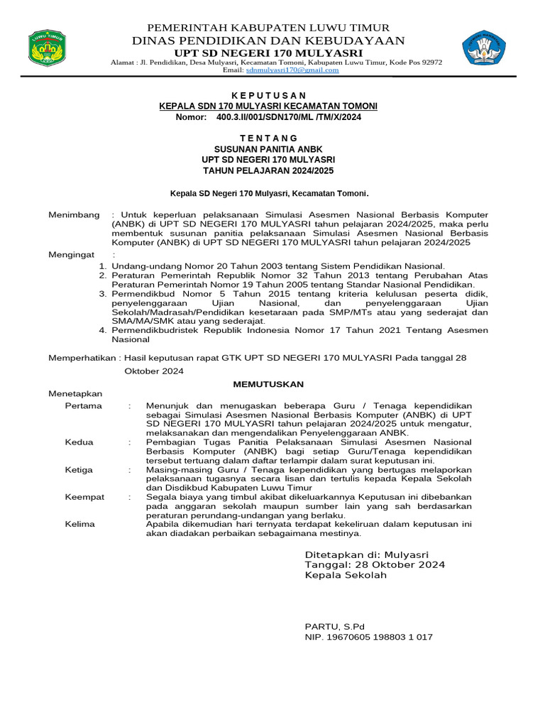 SK Panitia Anbk Anbk 2024 | PDF