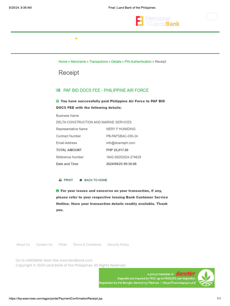 Bid Docs Payment - Zamboanga | PDF