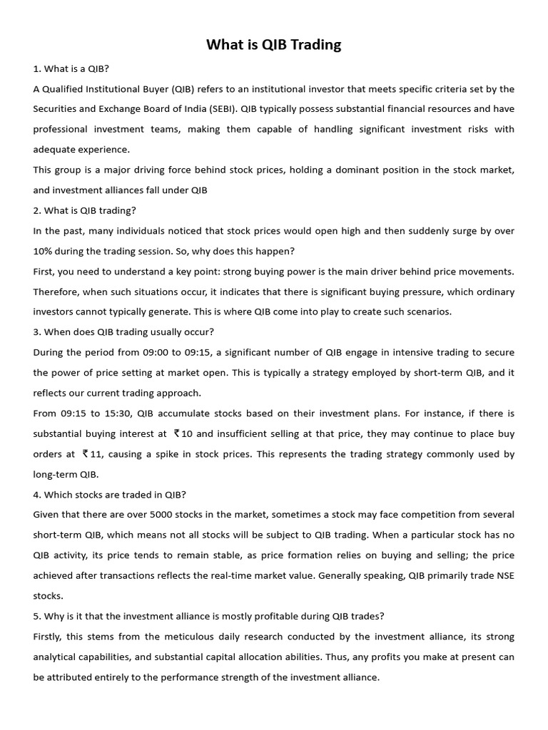Jan 7 What is QIB Trading | PDF | Investing | Stocks