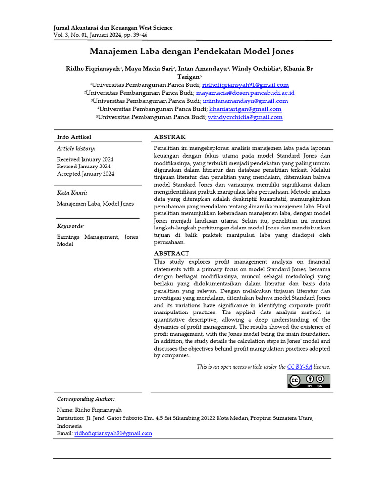 Analisis Manajemen Laba Model Jones | PDF
