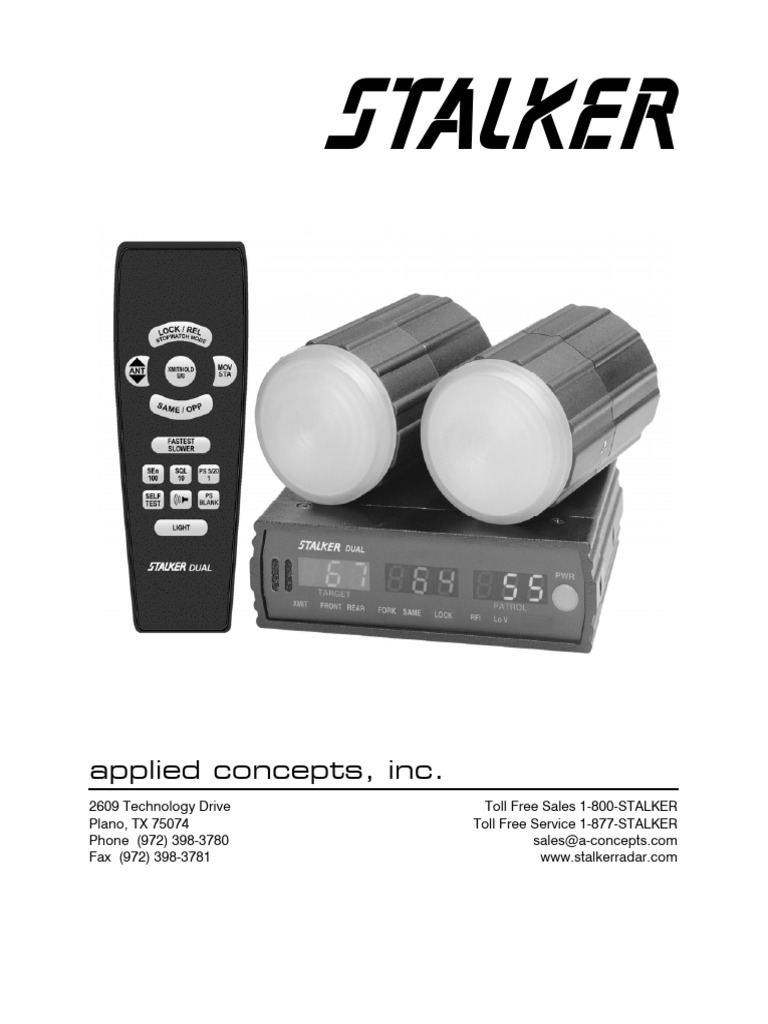 Stalker Dual Radar Operator's Manual | PDF | Doppler Effect | Radar