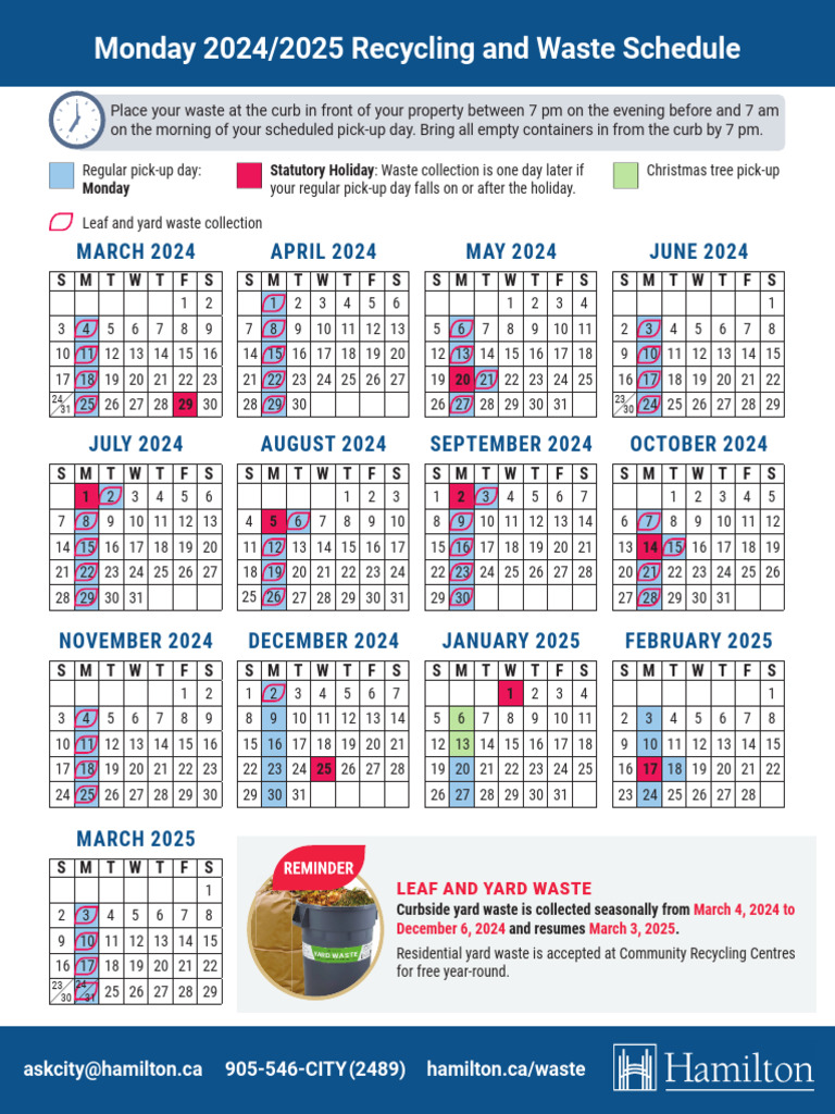 Hamilton Garbage Collection Schedule 2024 | PDF | Environmental Issues ...