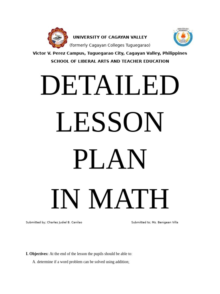 LESSON PLAN MATH FINAL | PDF | Teachers | Human Communication
