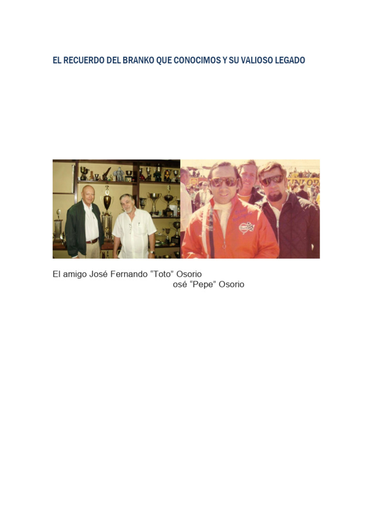 El Recuerdo Del Branko Que Conocimos y Su Valioso Legado | PDF | Venezuela