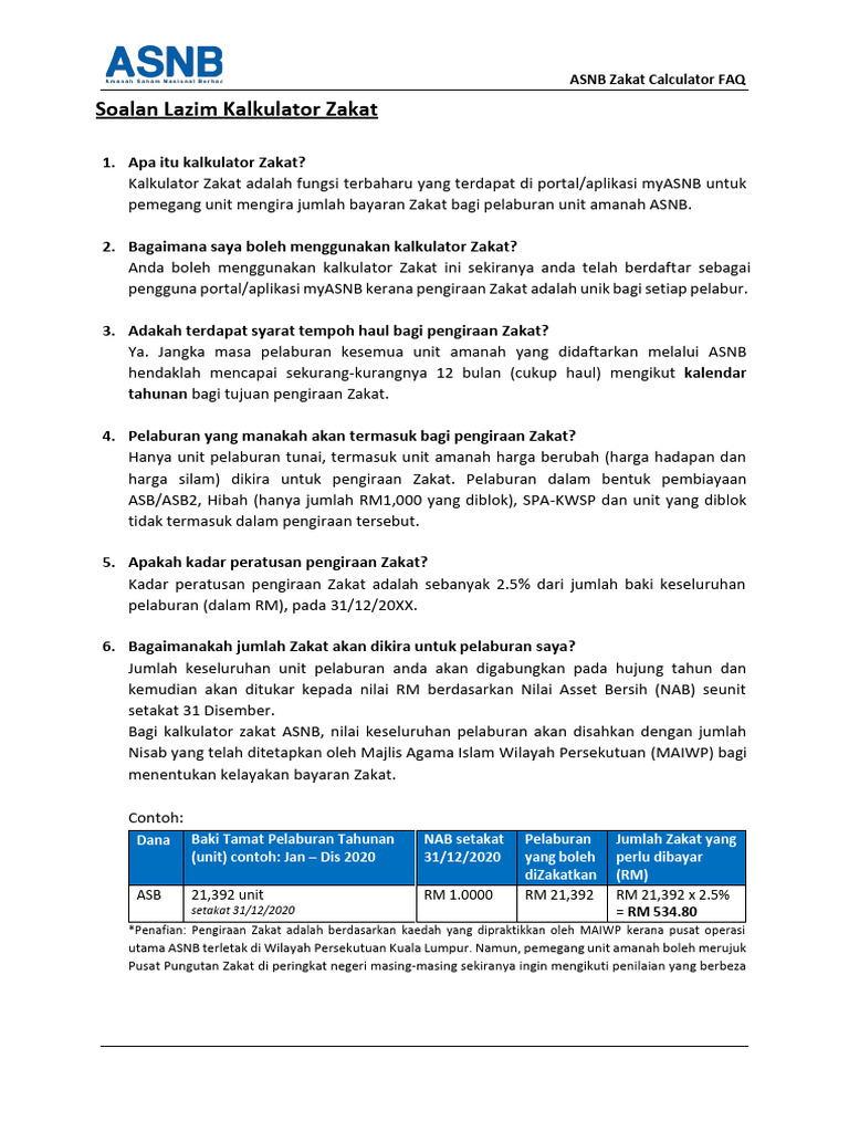 Zakat Calculator FAQ BM v2 | PDF
